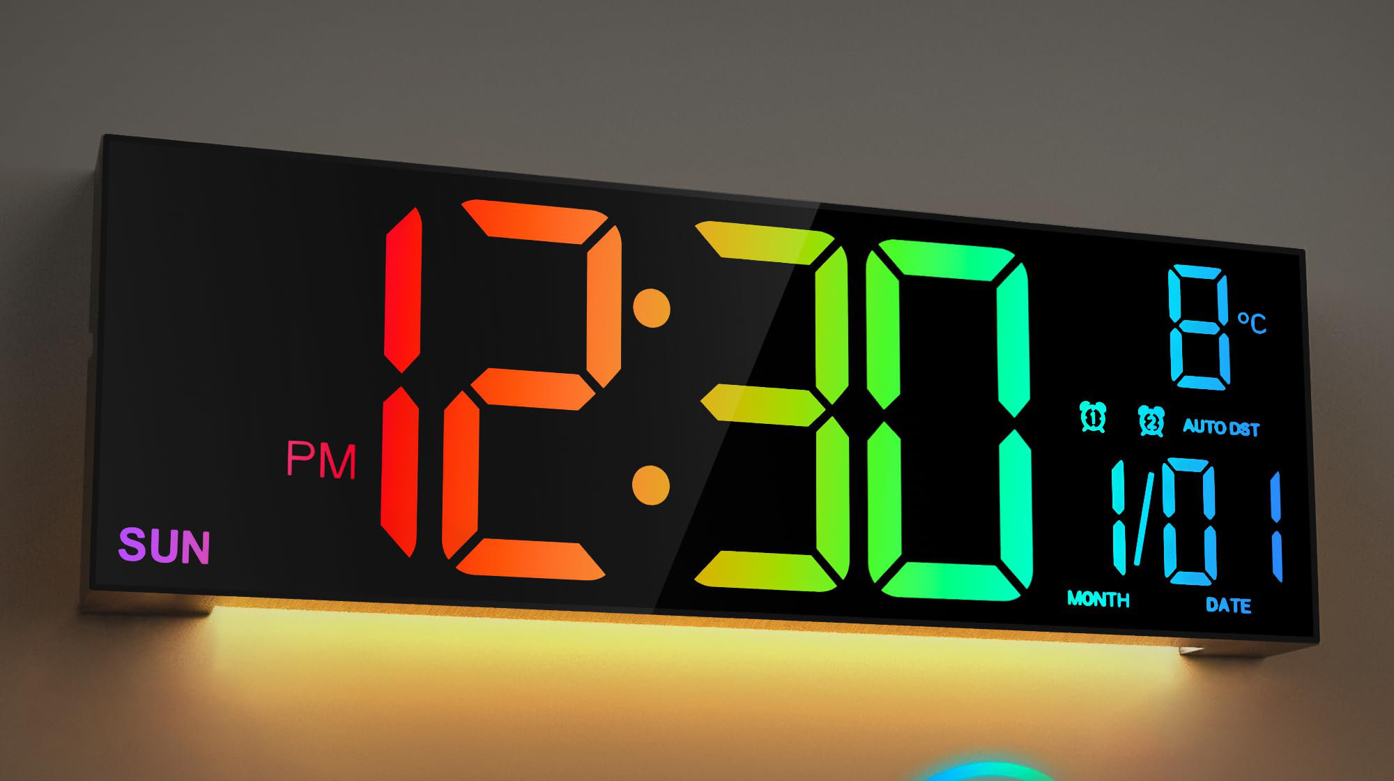 Ivy Bronx Large Digital Wall Clock With Remote Control, Big LED | Wayfair