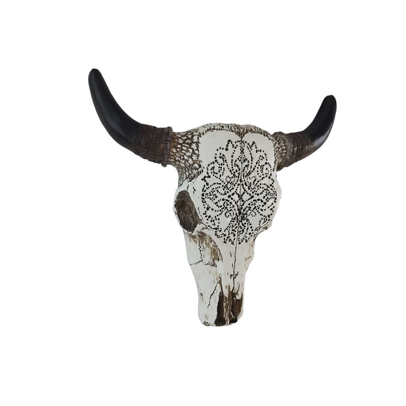 Union Rustic Decorative Distressed Western Tooled Cow Bull Skull with ...