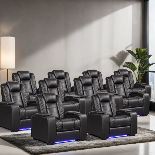 Winston Porter Zaidy 40" Wide Top Leather Dual Motor Power Recliner Man ...