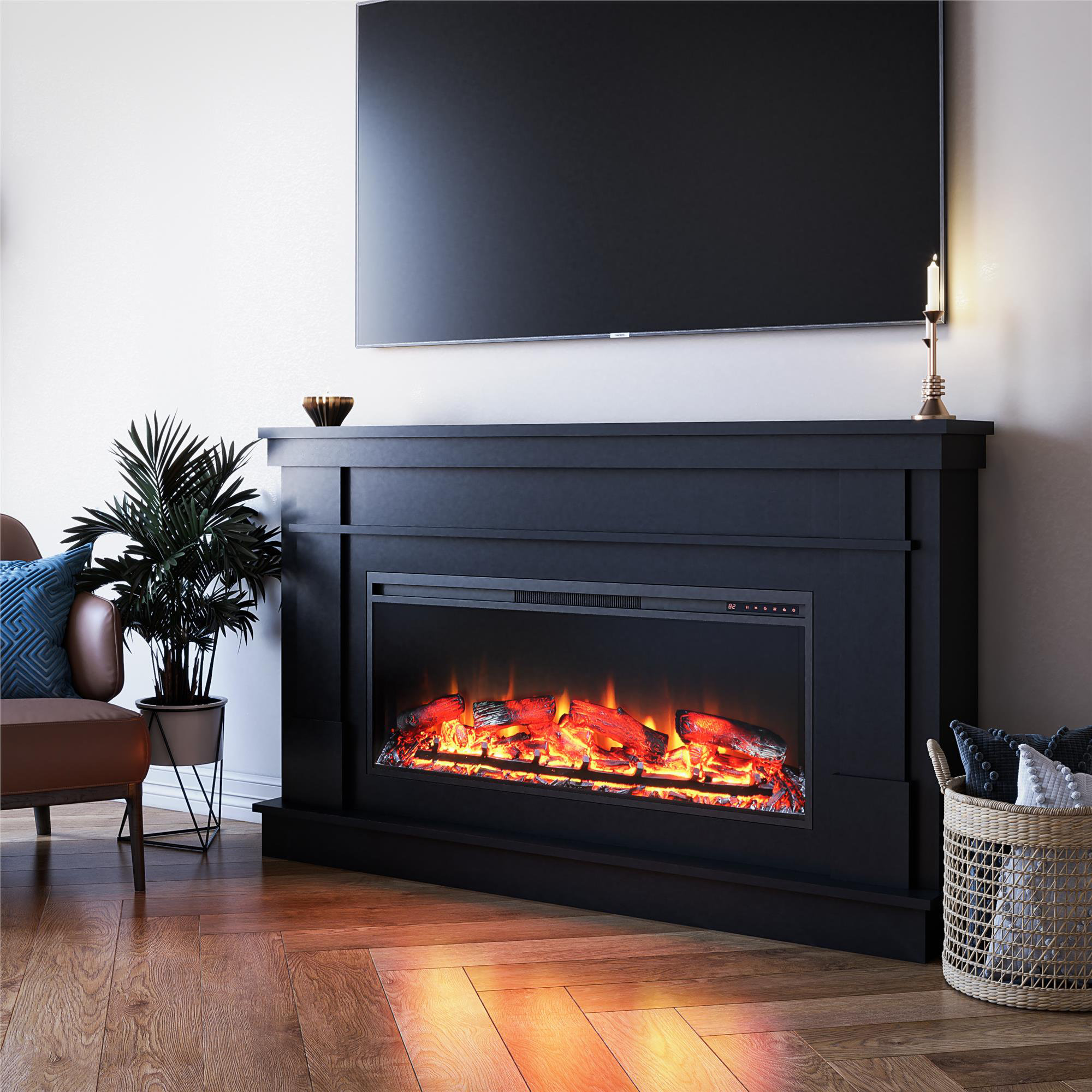The Twillery Co. Powe Newsome Wide Mantel With Linear Electric ...