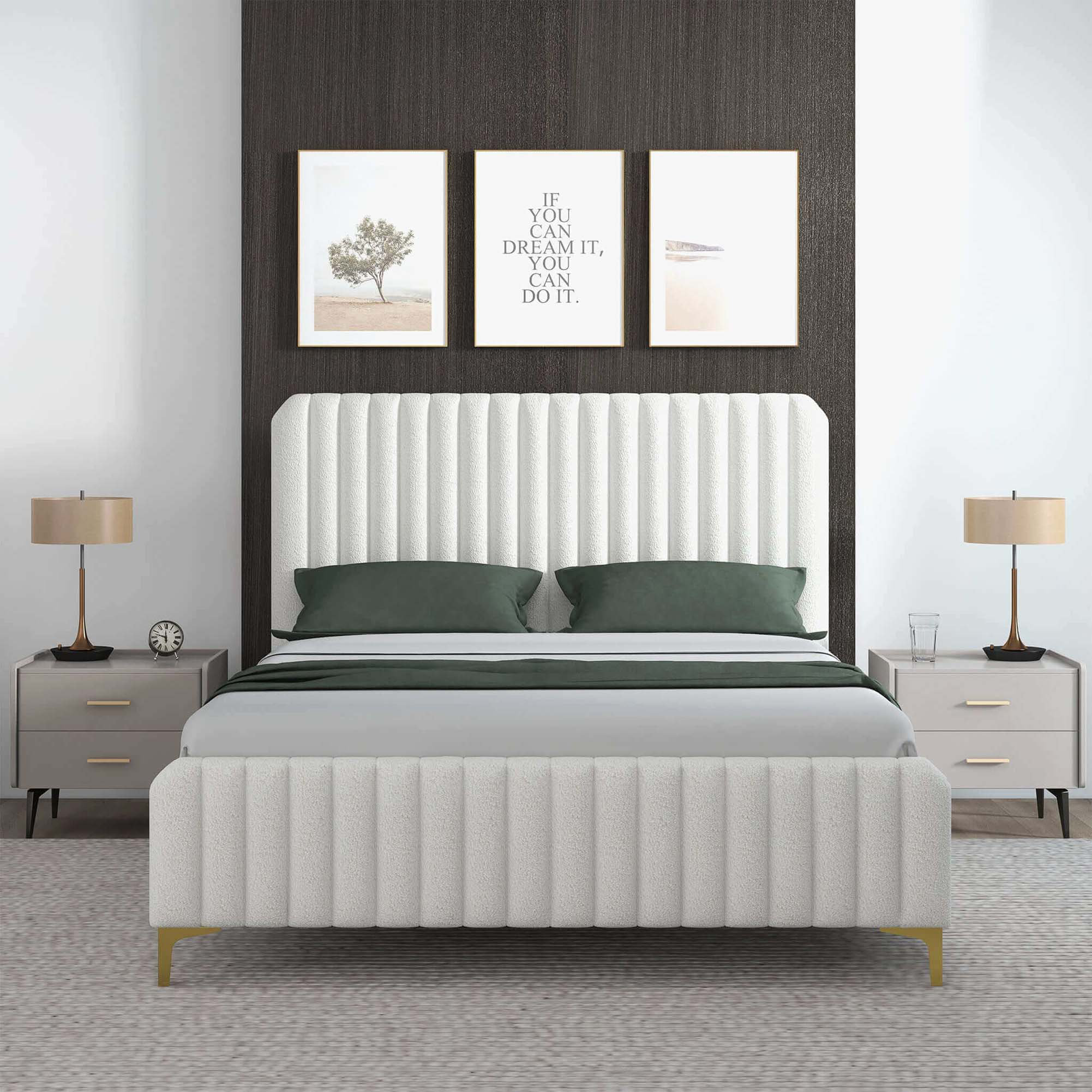 Everly Quinn Valery Boucle Platform Bed | Wayfair