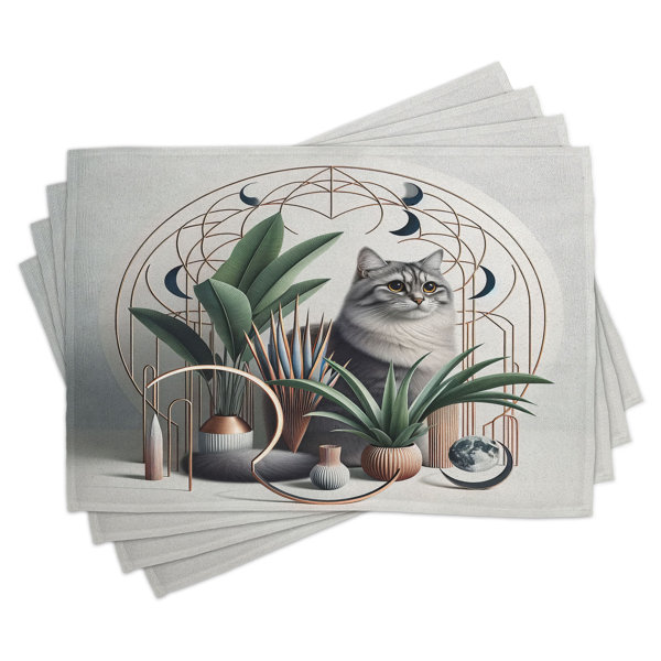 Ambesonne Polyester Grey Green Pale Rust Rectangle Placemat | Wayfair