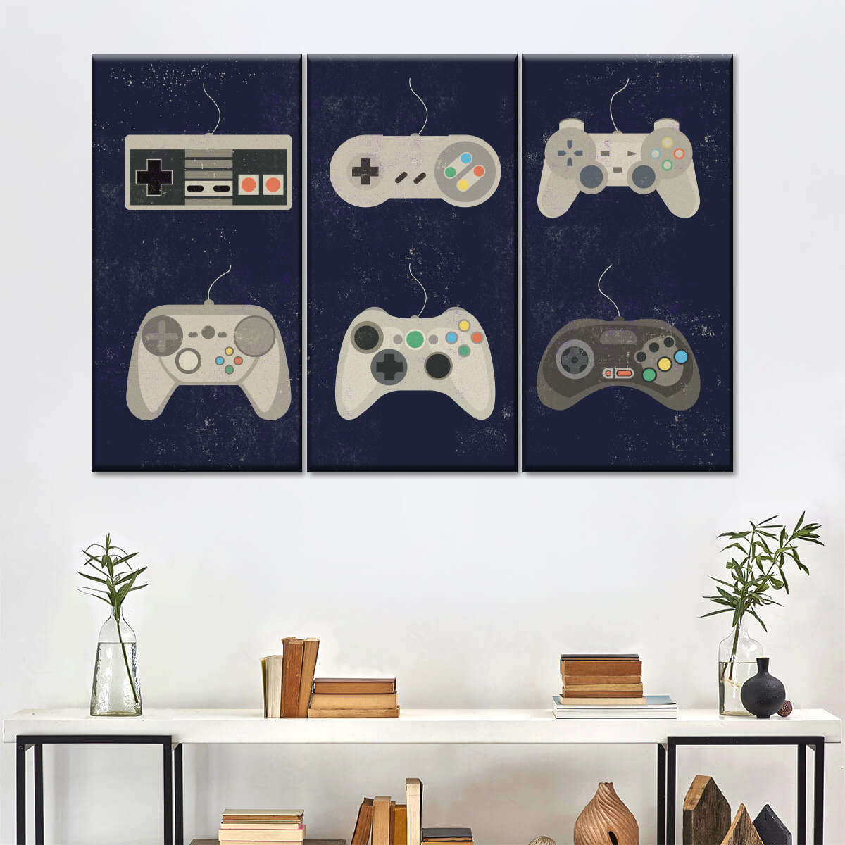 Zoomie Kids Video Game Controller Evolution - 3 Piece Wrapped Canvas ...
