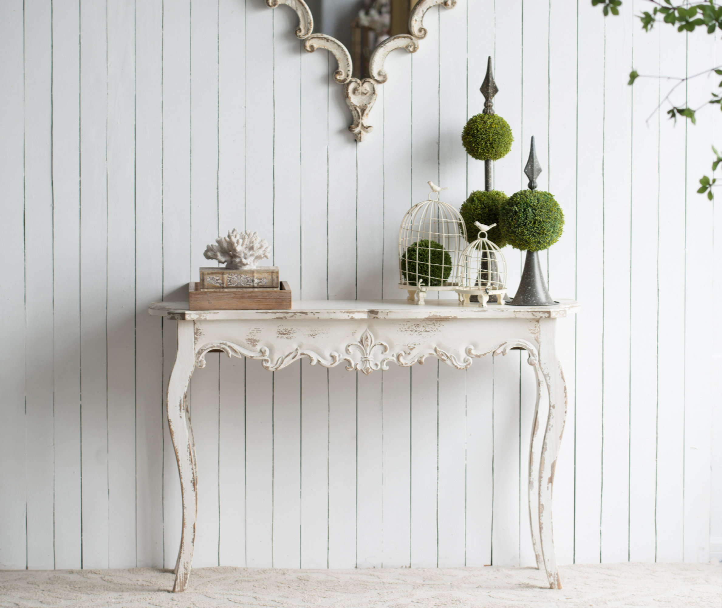 Ophelia & Co. 46" X 16.5" X 30" Slimline Whitewash Console Table, For ...