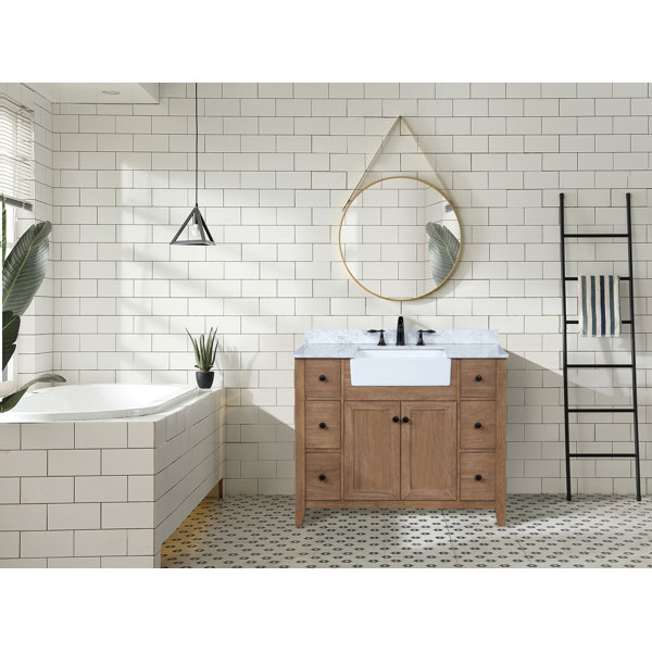 Rosecliff Heights Chara 42'' Single Bathroom Vanity with Marble Top ...