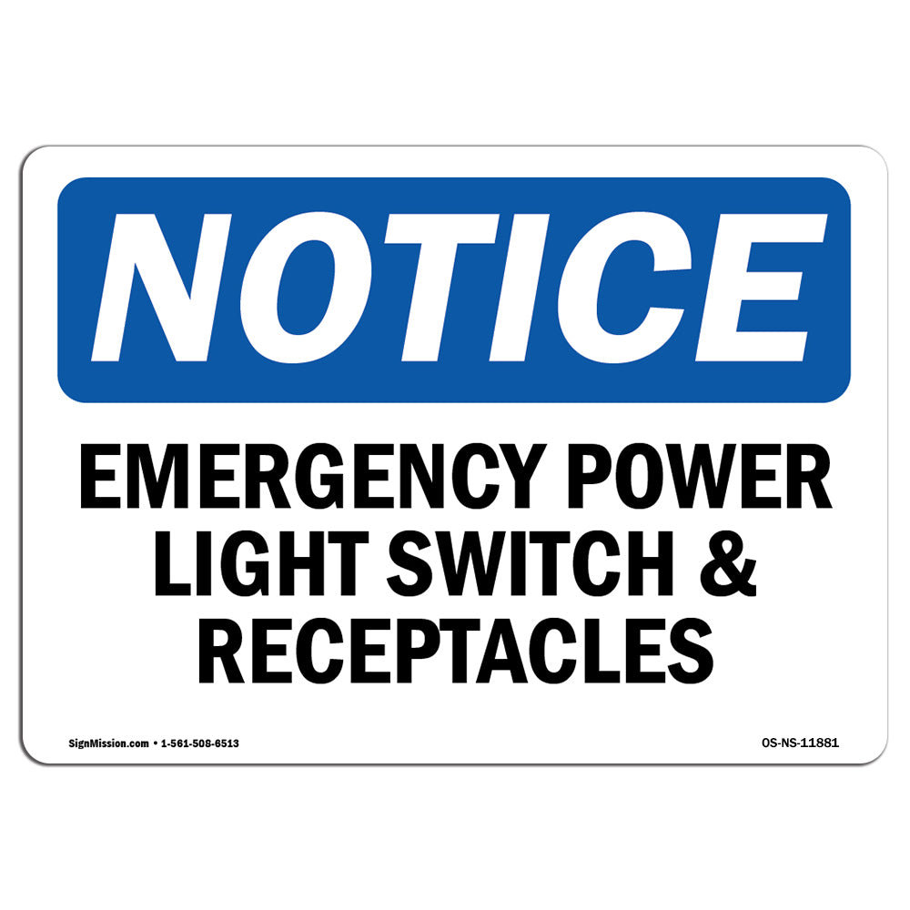 SignMission Emergency Power Light Switch and Receptacles Sign | Wayfair