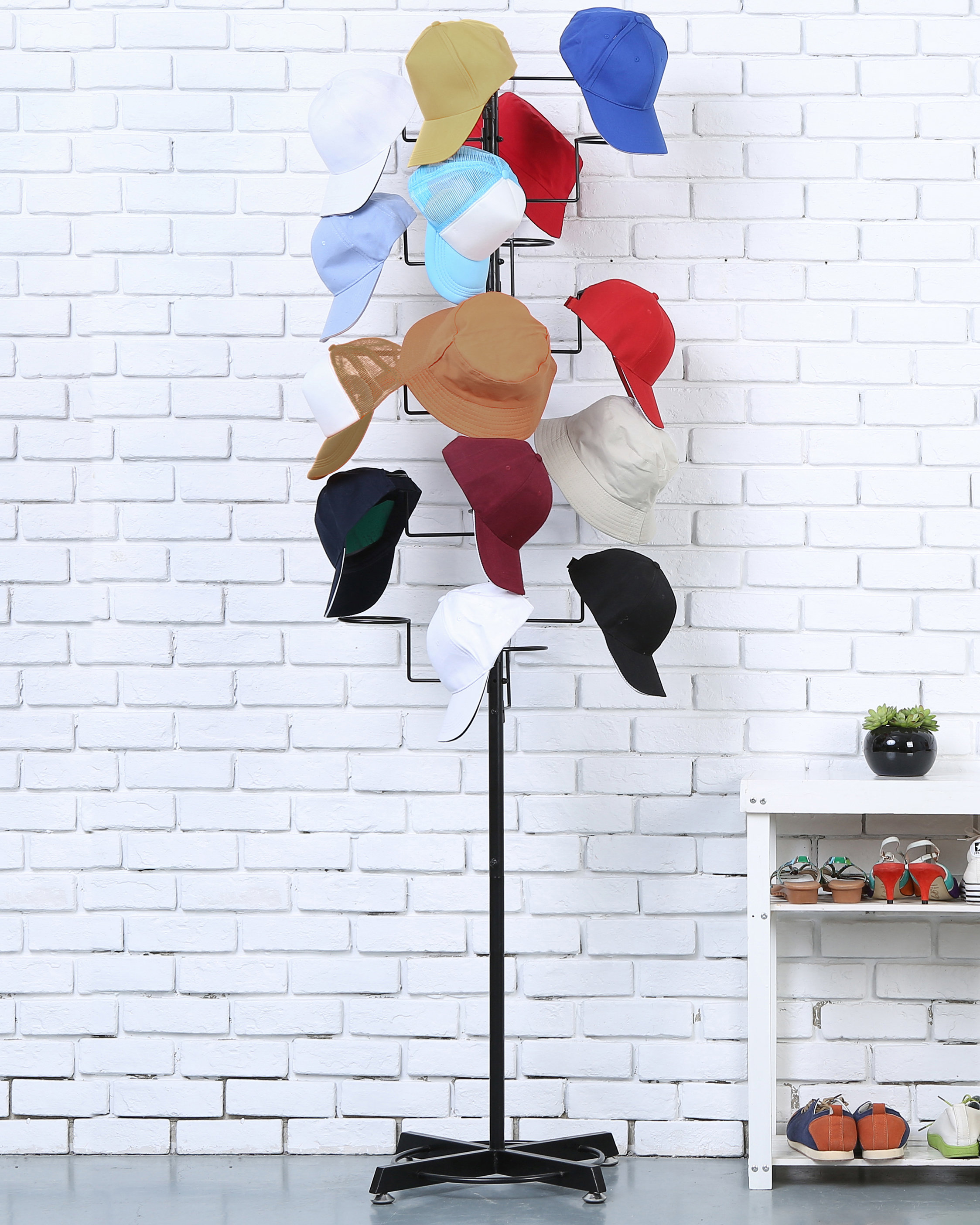 Rebrilliant Armes Freestanding 20 Hook Hat Cap Wig Display Rack | Wayfair