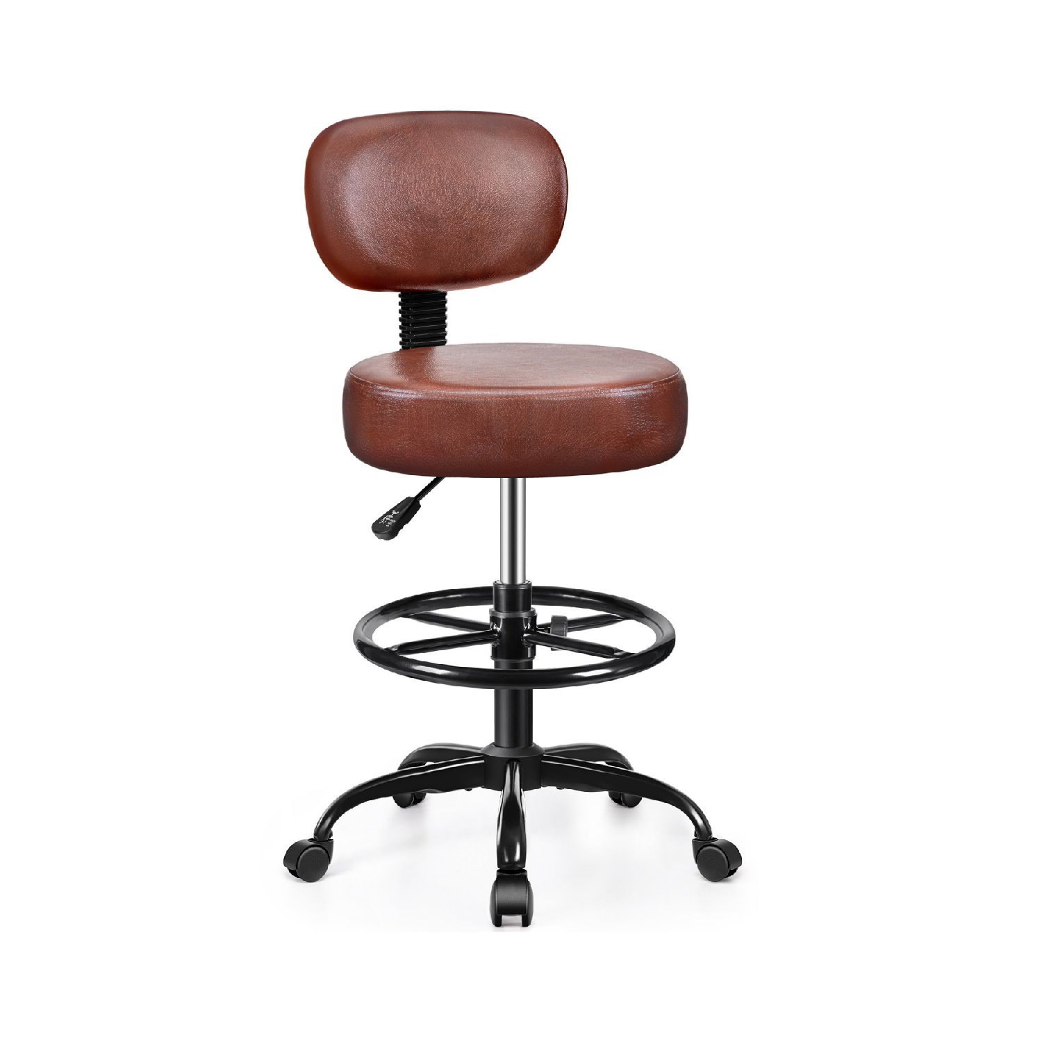 17 Stories Adjustable Foot Rest Rolling Stool With Wheels, For Office ...