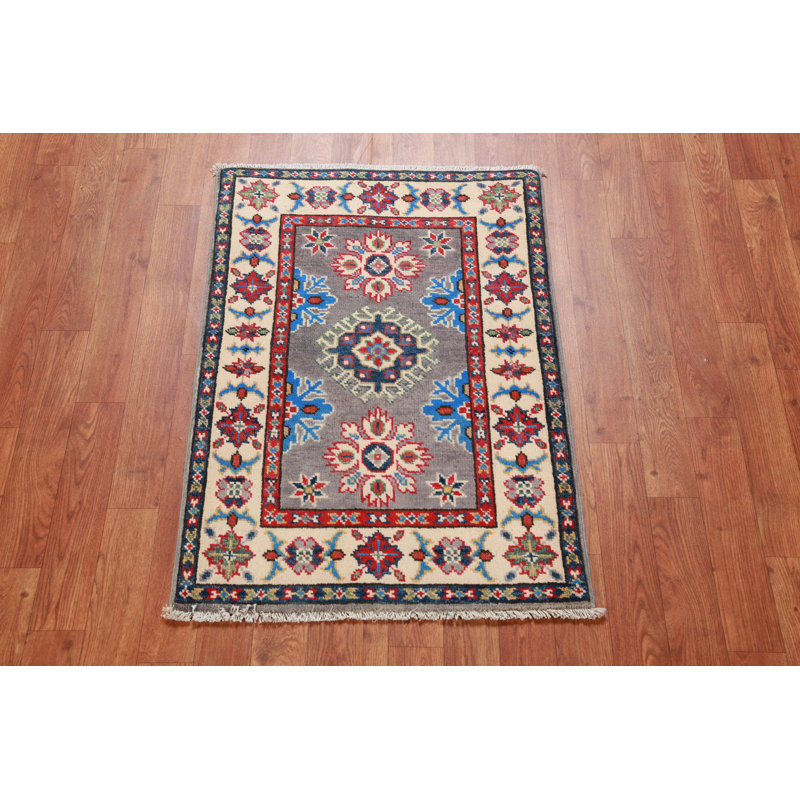 Bungalow Rose Traditional Gray Kazak Oriental Foyer Rug 2x3 | Wayfair