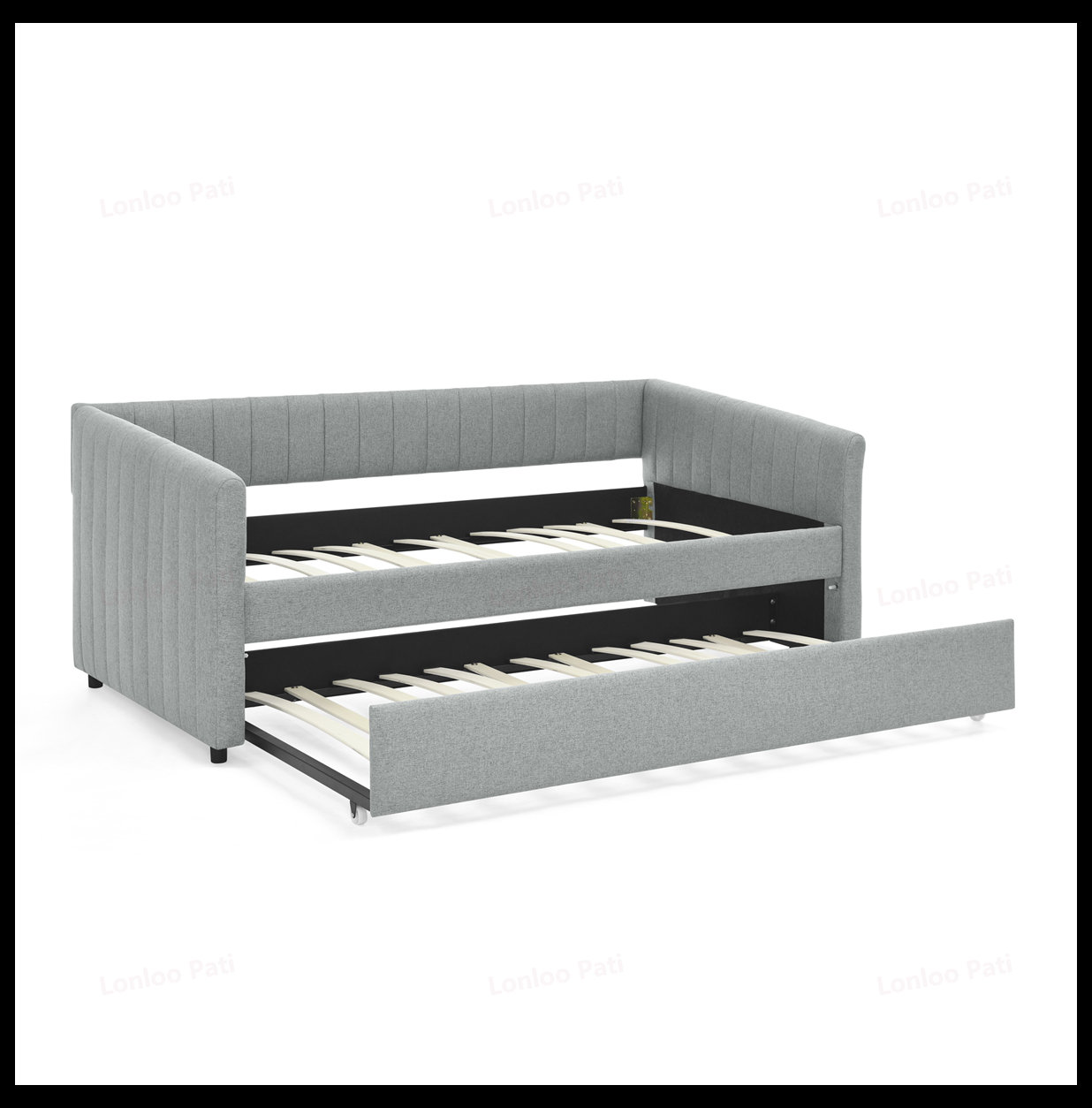 Latitude Run® Daybed with Trundle, Upholstered in Linen Fabric ...
