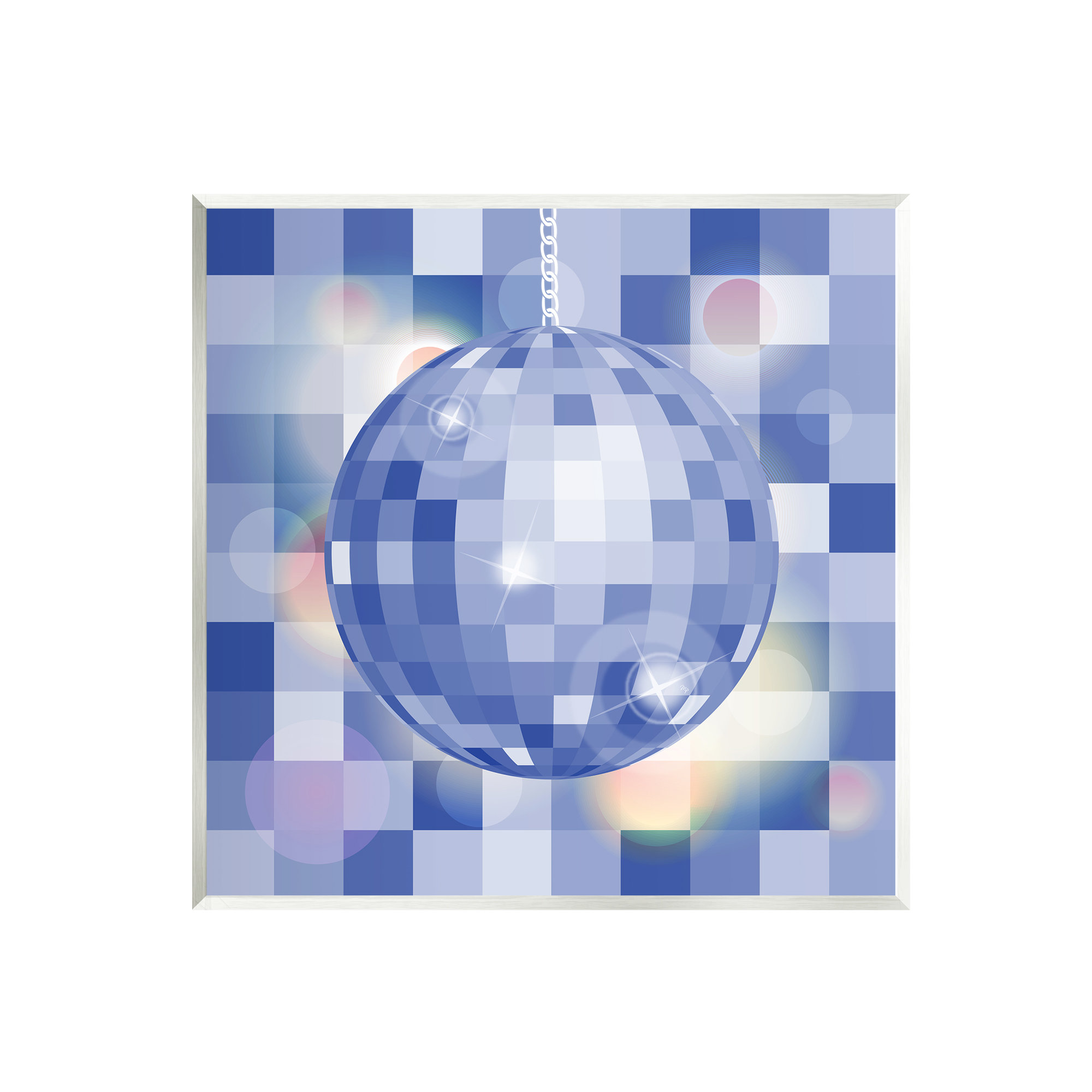 Stupell Industries Modern Blue Checkered Disco Ball Wall Plaque Art By ...
