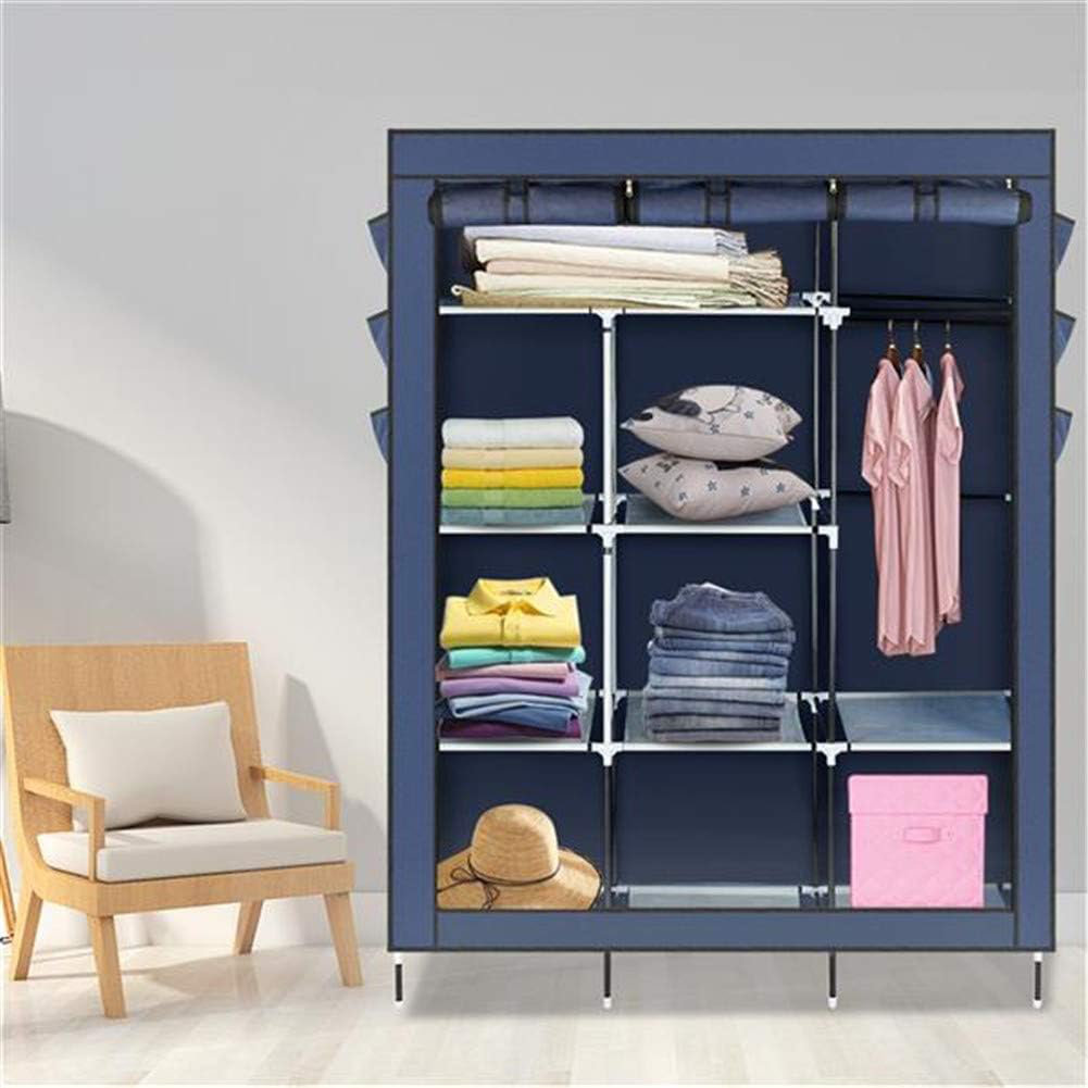 Rebrilliant 69" Portable Wardrobe Closet with Hanging Rod & Side ...