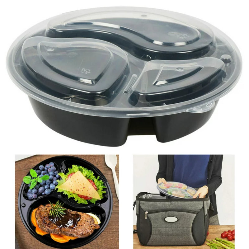 Prep & Savour Dorcie 48 oz Meal Prep Round Food Storage Containers 3 ...