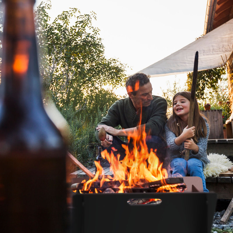 Arlmont & Co. Portable 18'' Fire Pit Grill with Grate for Camping ...