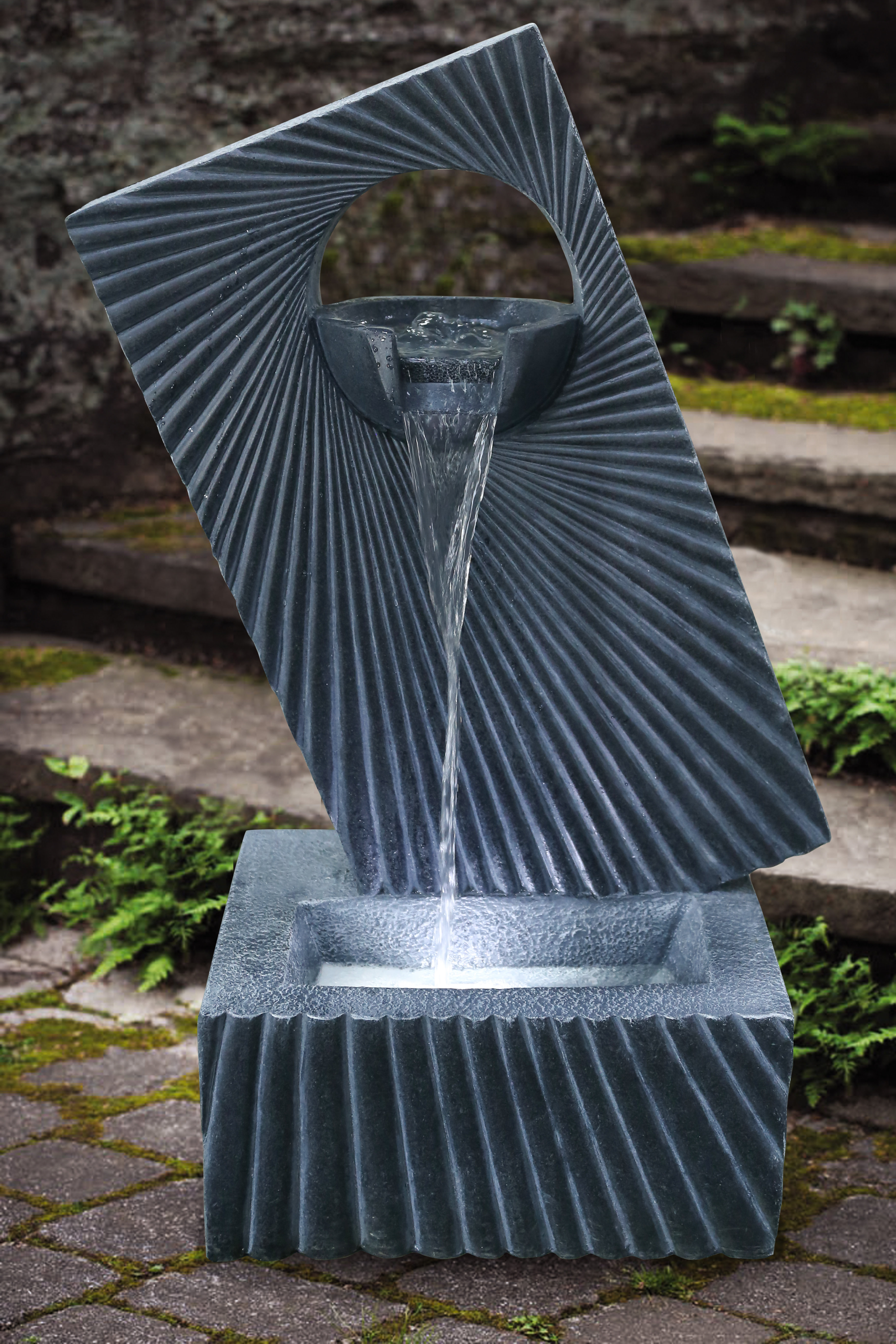 Hi-Line Gift Ltd. RECTANGULAR STARBURST CONTEMPORARY FOUNTAIN WITH COOL ...