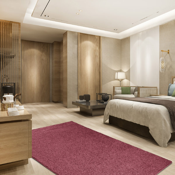 Ebern Designs Modern Plush Pet and Kids Friendly Solid Color Cranberry ...