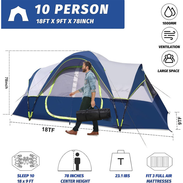 HIGEMZ 10-person Tent - Wayfair Canada