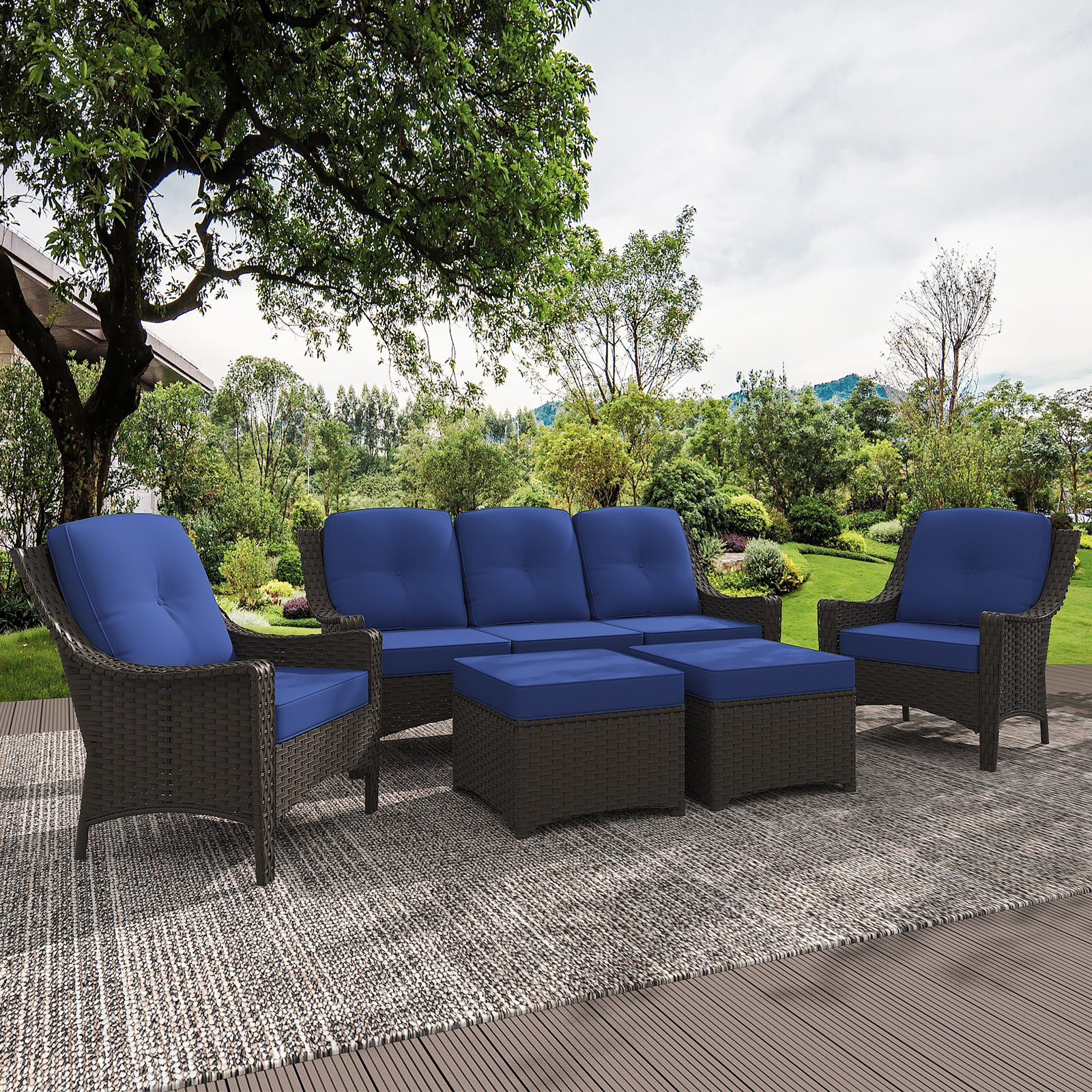 Red Barrel Studio 5 Pieces 7 Seat,Patio Furniture Set Outdoor Furniture ...