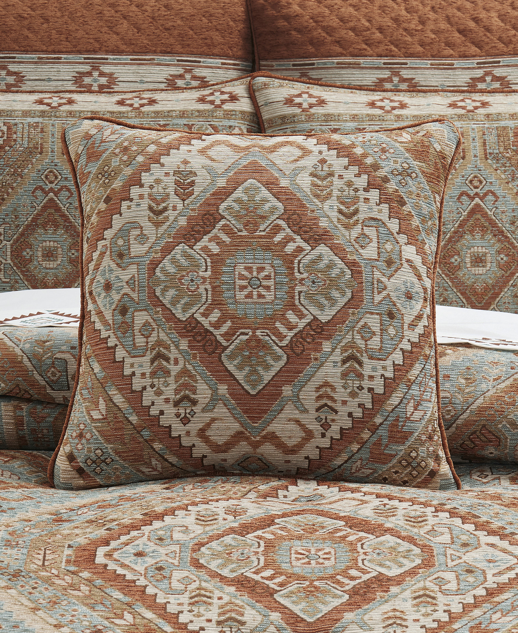 Five Queens Court Jefferson 20" Square Decorative Throw Pillow Clay ...