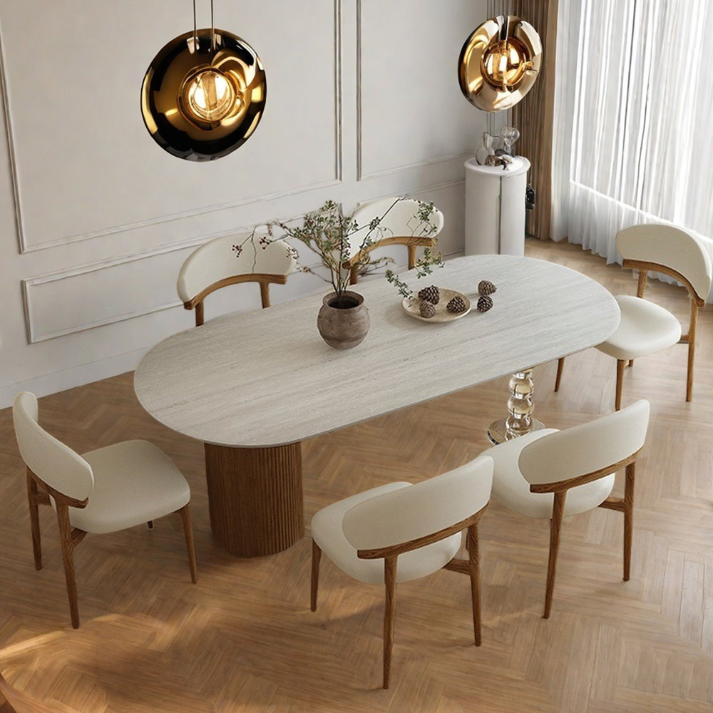Elamer French style retro simple oval dining table set | Wayfair