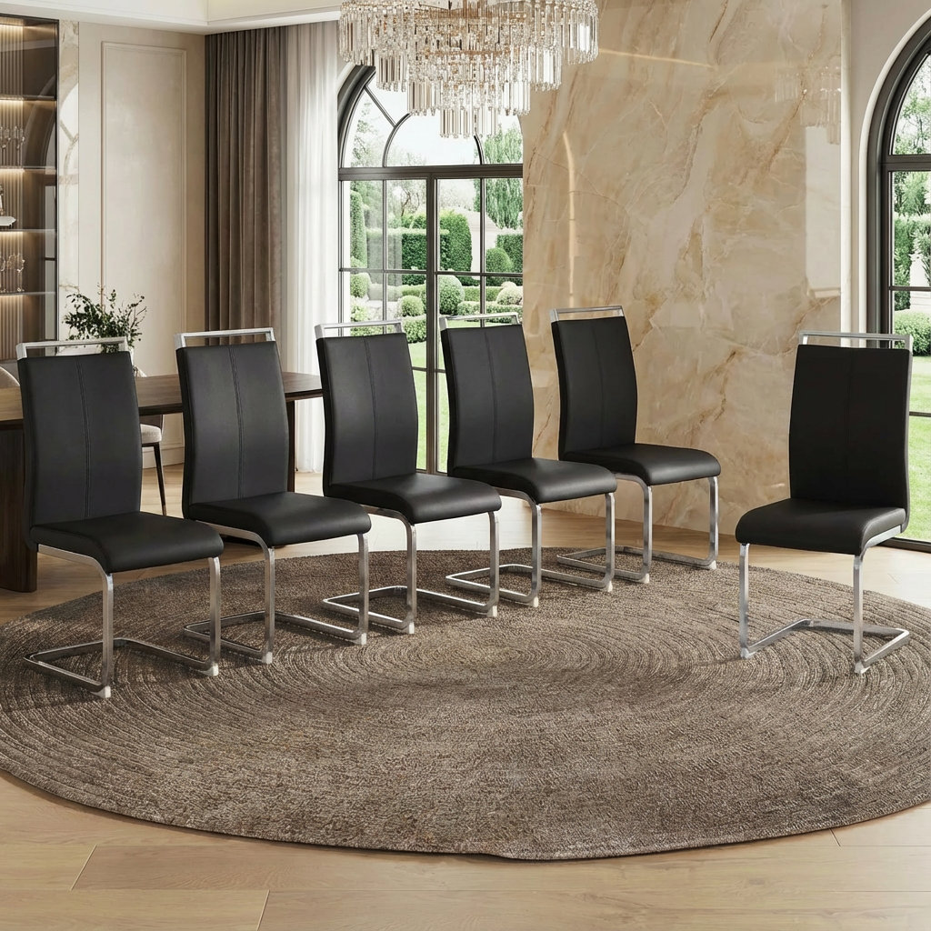 Everly Quinn Amari Modern Padded Faux Leather & Chrome Leg Kitchen ...