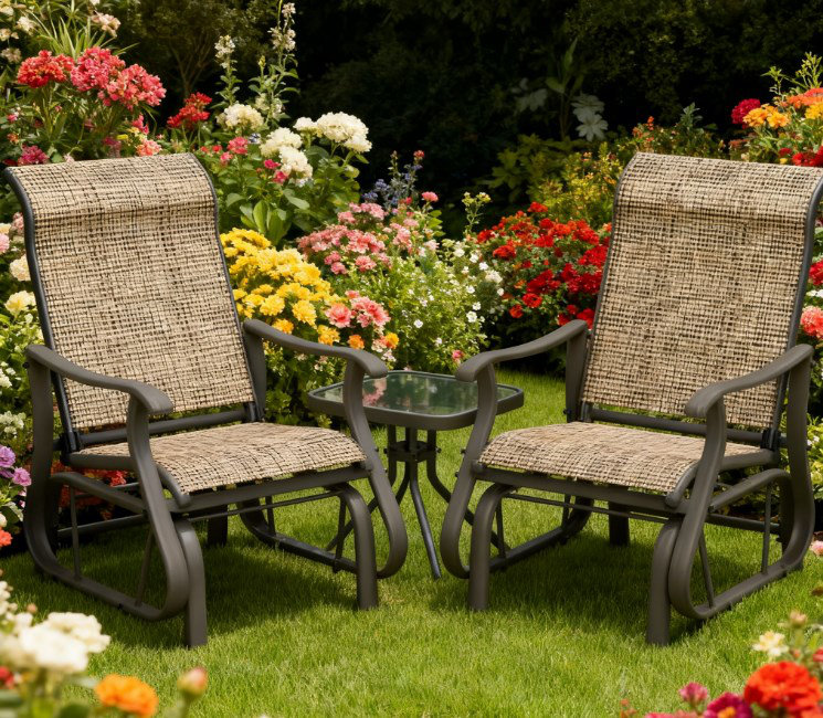 Latitude Run® Gliding Chairs,Outdoor Gliders Set Bistro Set With Steel ...