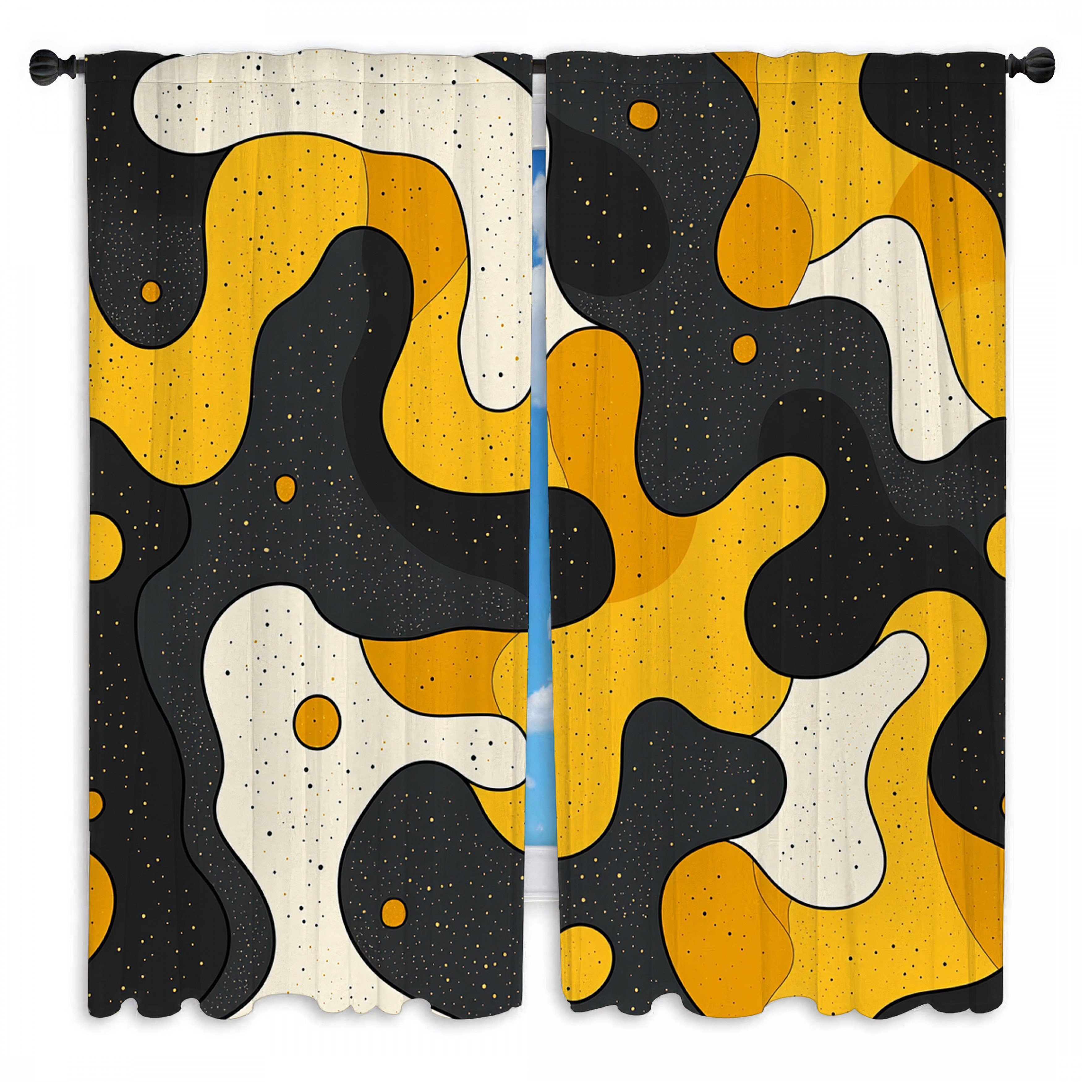 Dakota Fields Abstract Shapes Window Curtains Abstract Art Deco Drapes ...