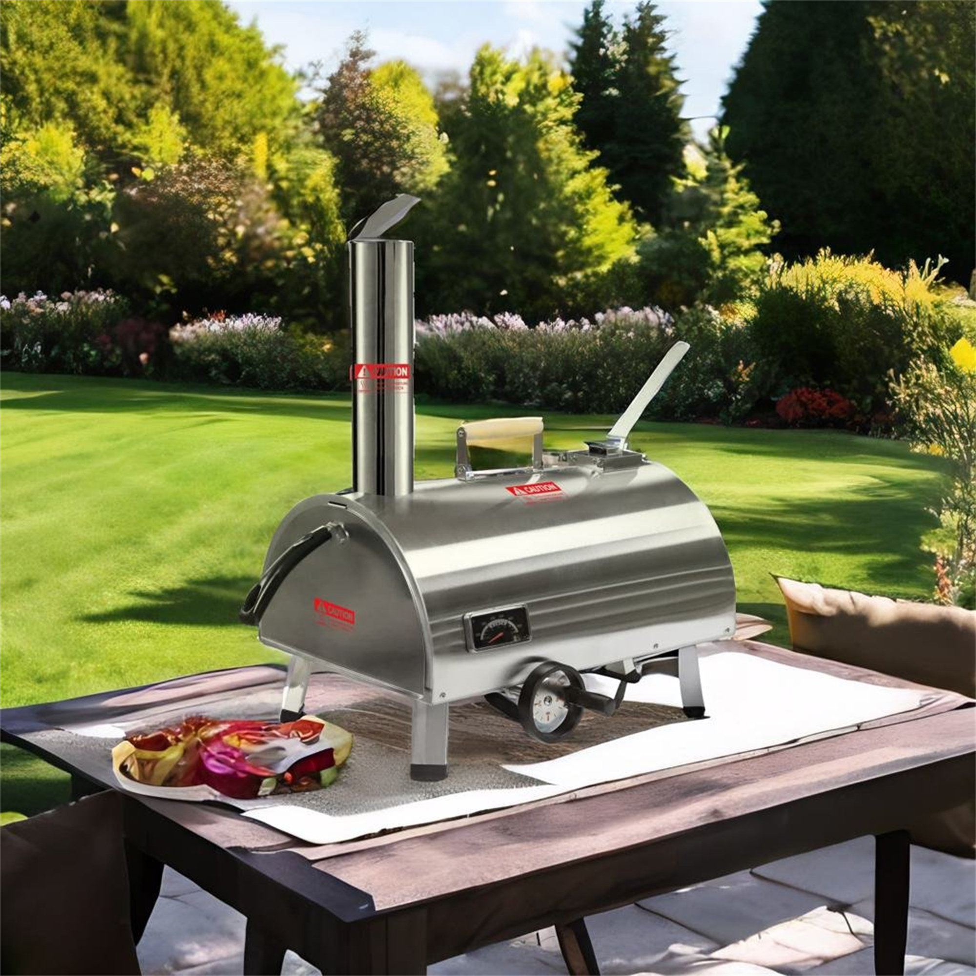 TONWIN Semi-Automatic Rotatable Pizza Ovens, Portable Stainless Steel ...