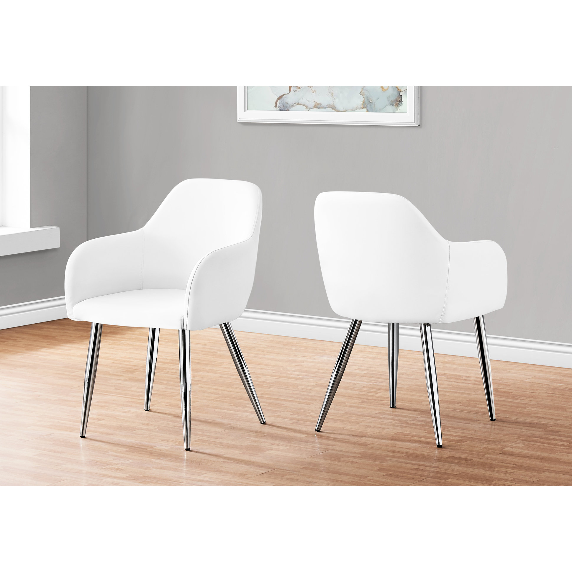 Red Barrel Studio® 2Pcs Dining Chair , Upholstered In White Faux ...