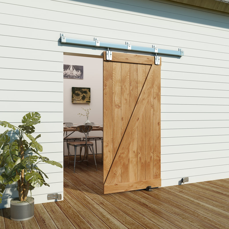 JUBEST Box Rail Exterior Barn Door Hardware Kit, Heavy Duty Sliding ...