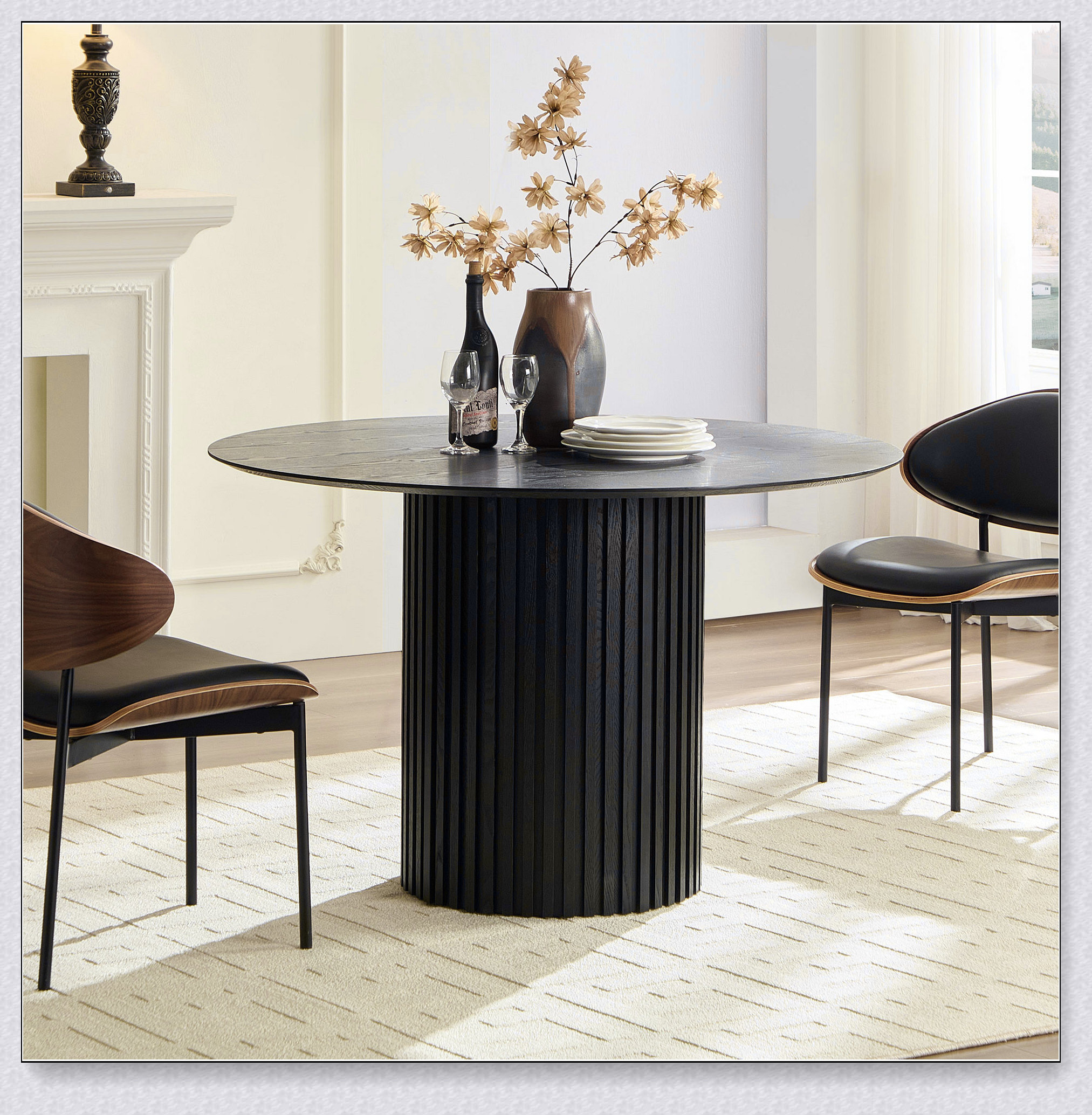 George Oliver MDF Dining Table for Dining Room Round Dinner Tables Mid ...