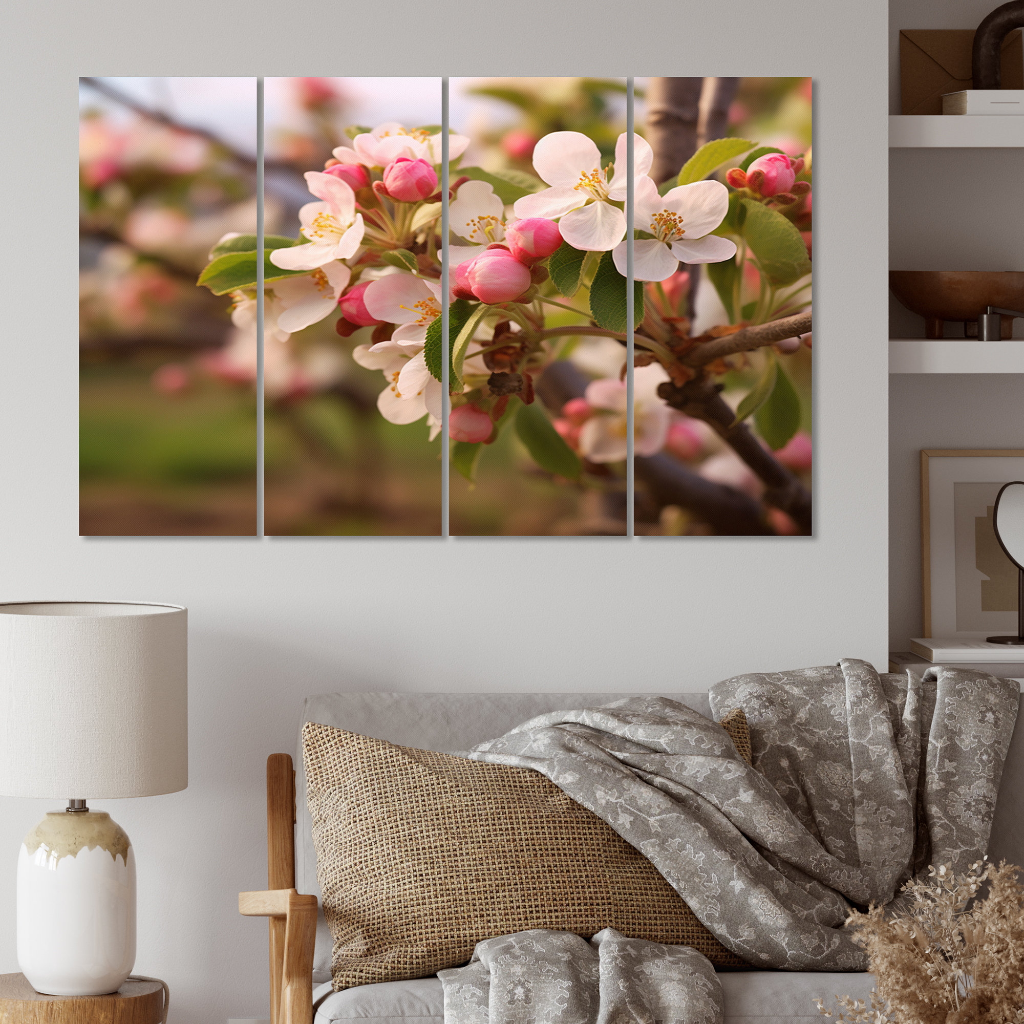 Design Art Apple Blossom Petals At The Farm I - Floral Wall Decor - 4 ...