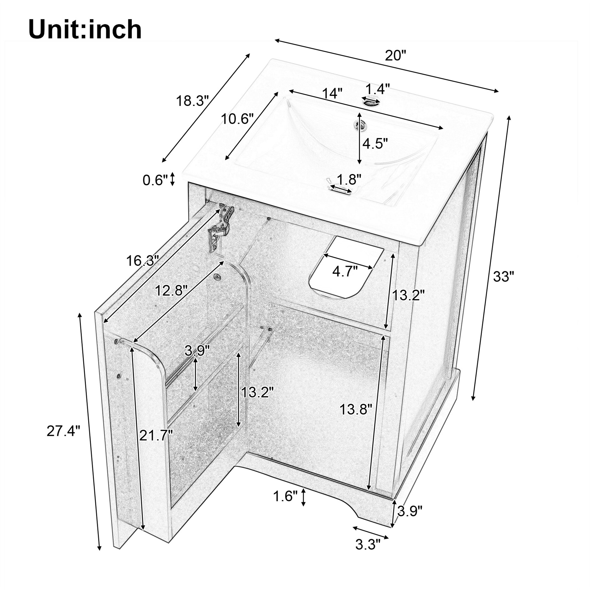 Winston Porter 20"W Freestanding Athroom Vanity With Sink Top | Wayfair