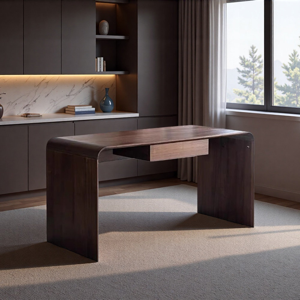 Orren Ellis Simple Practical Drawer Storage Walnut Wood Desk - Wayfair ...