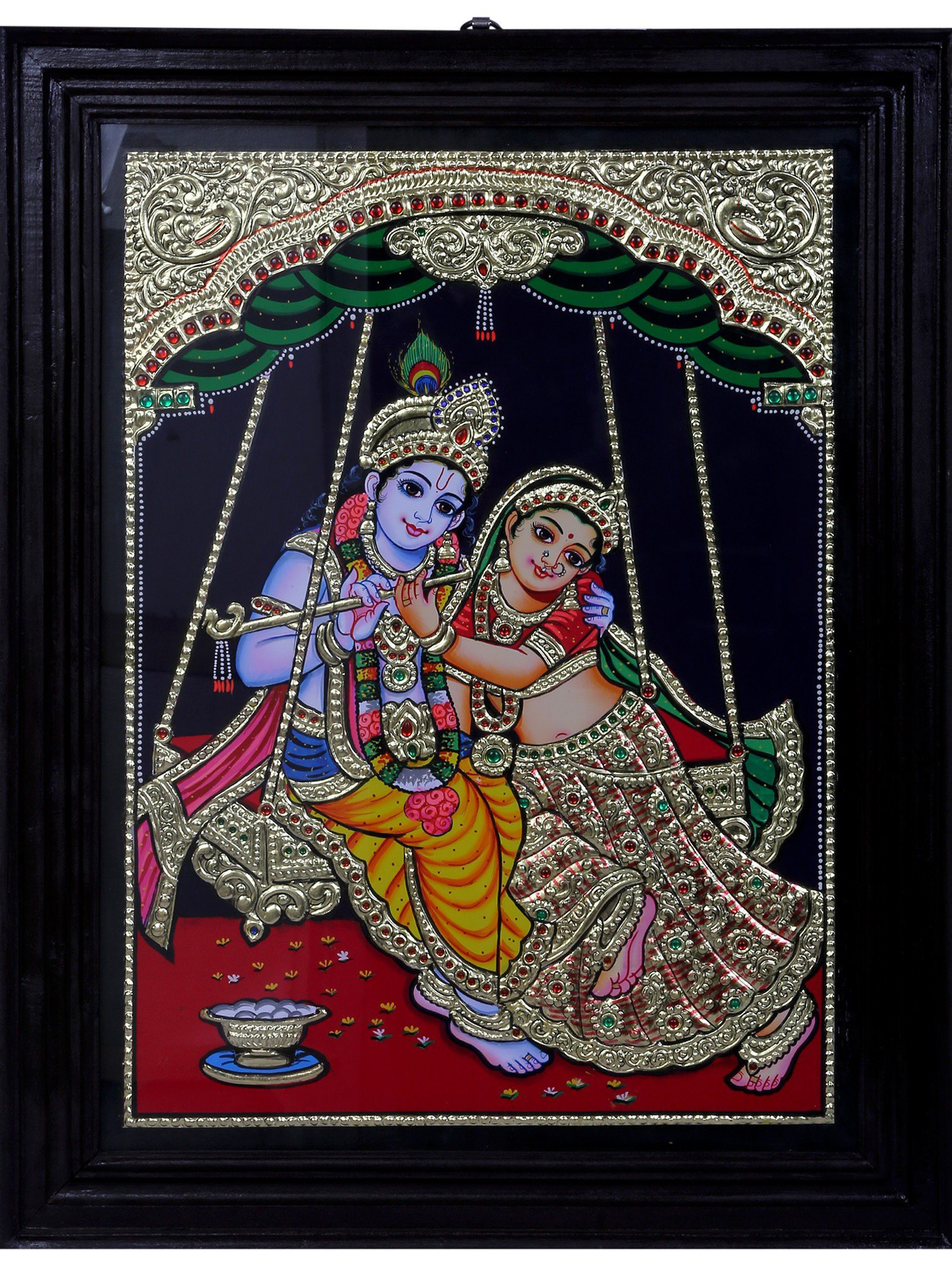 Exotic India Radha Krishna Riding On Jhula Tanjore Painting ...