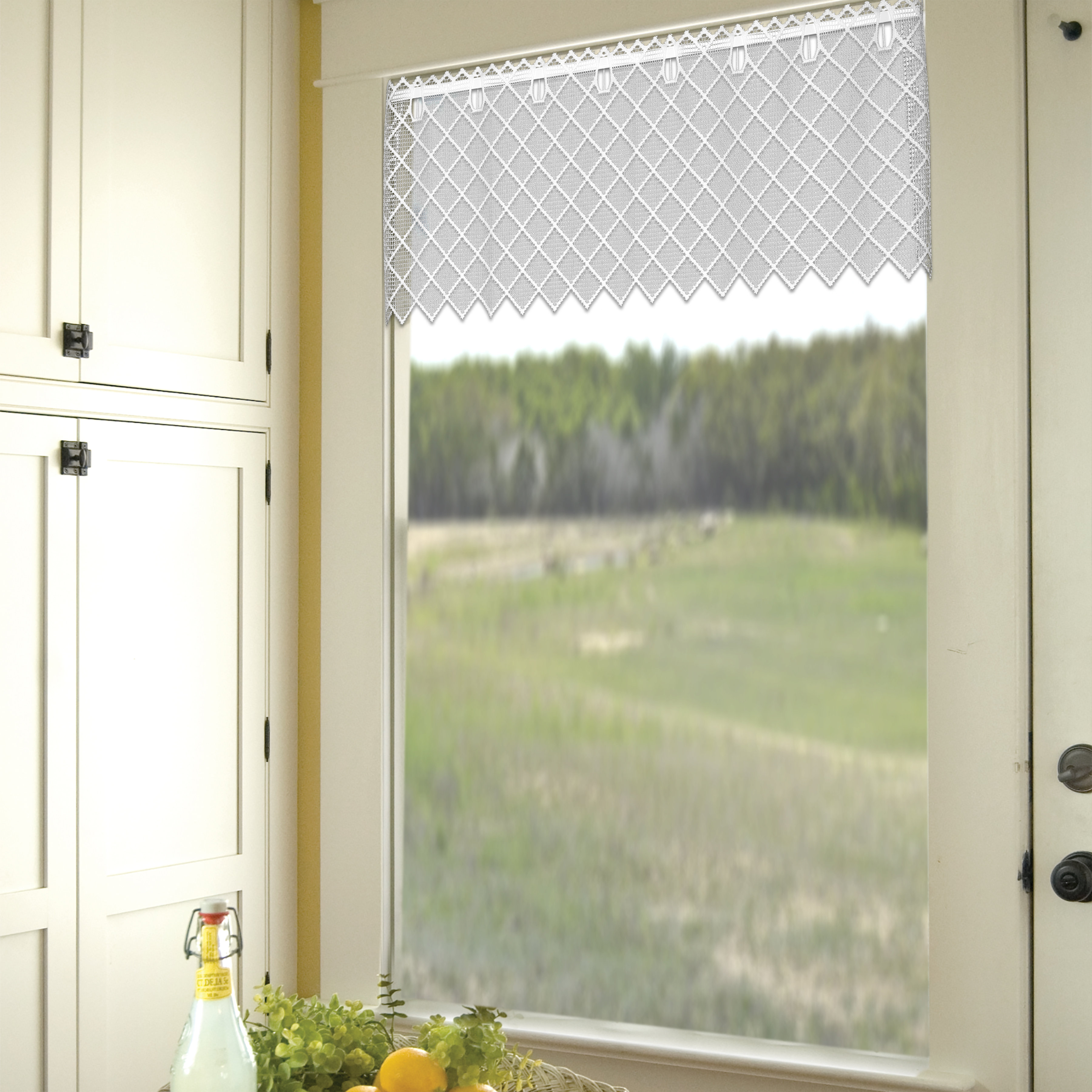 August Grove Wadena Floral Tailored Window Valance in White | Wayfair