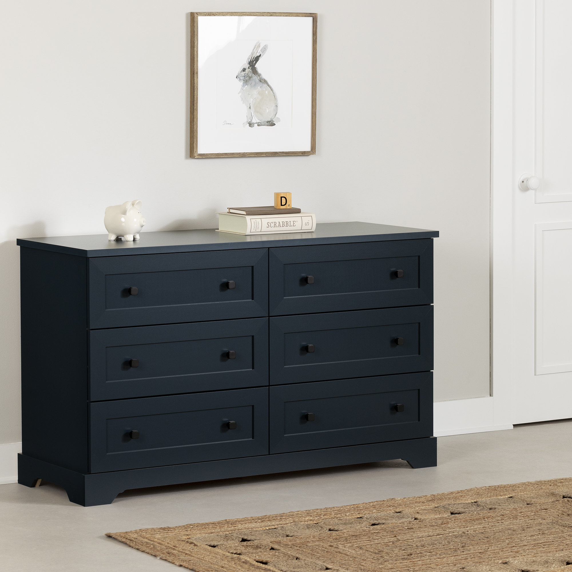 Knopf 52 Wide 6 Drawer Double Dresser Viv Rae Color Navy Blue