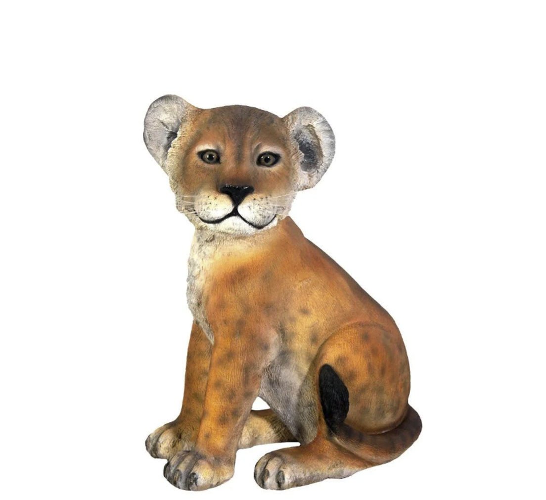 Bungalow Rose Russchelle Lion Cub Sitting Life Size Statue | Wayfair