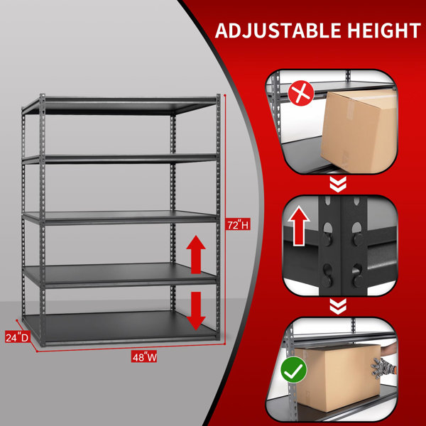 Rebrilliant Heavy Duty Garage Shelving, 5-Tier Metal Shelving Unit ...