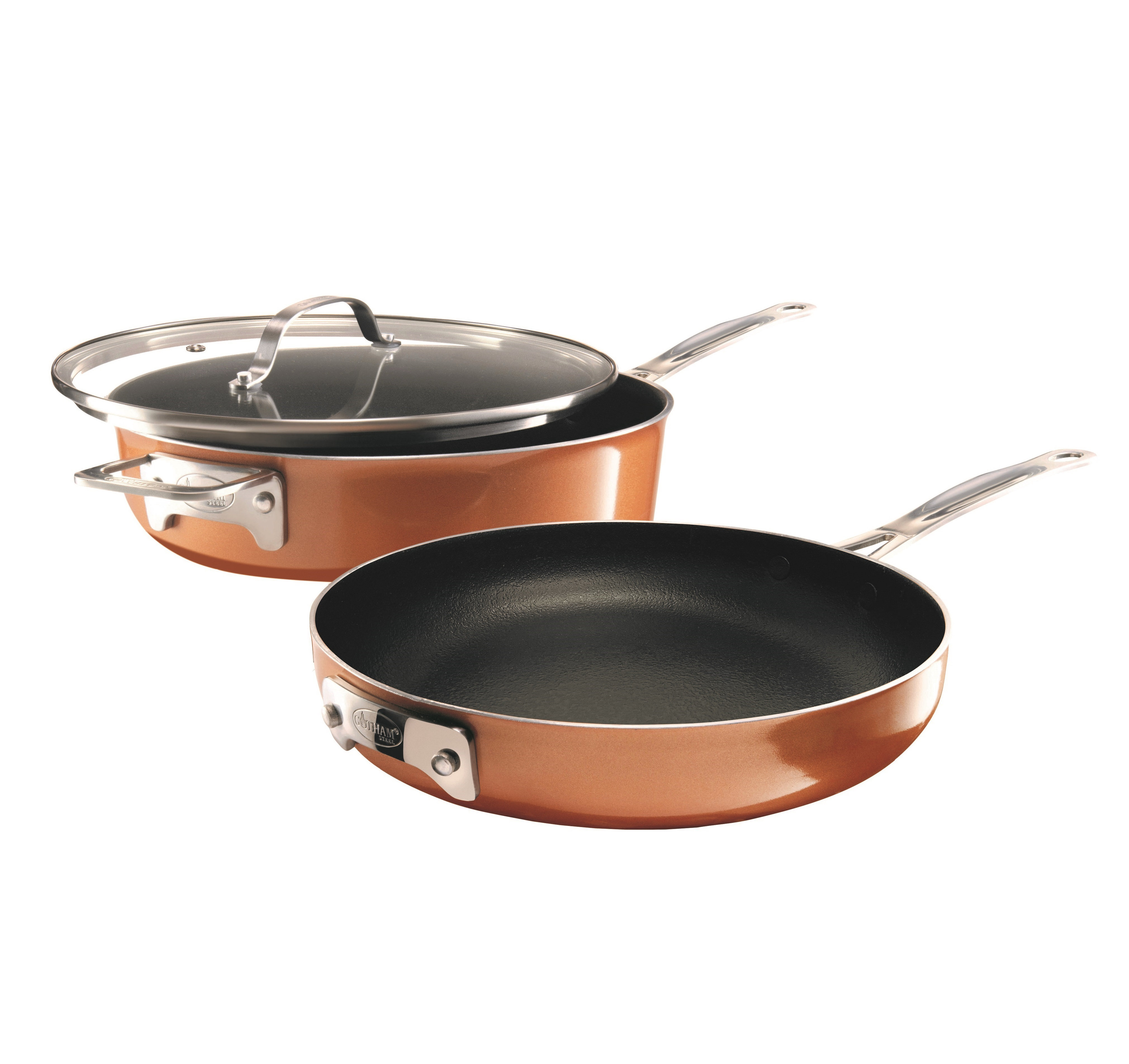 Gotham Steel Stackable Space Saving 3 Piece 10'' Copper Nonstick ...