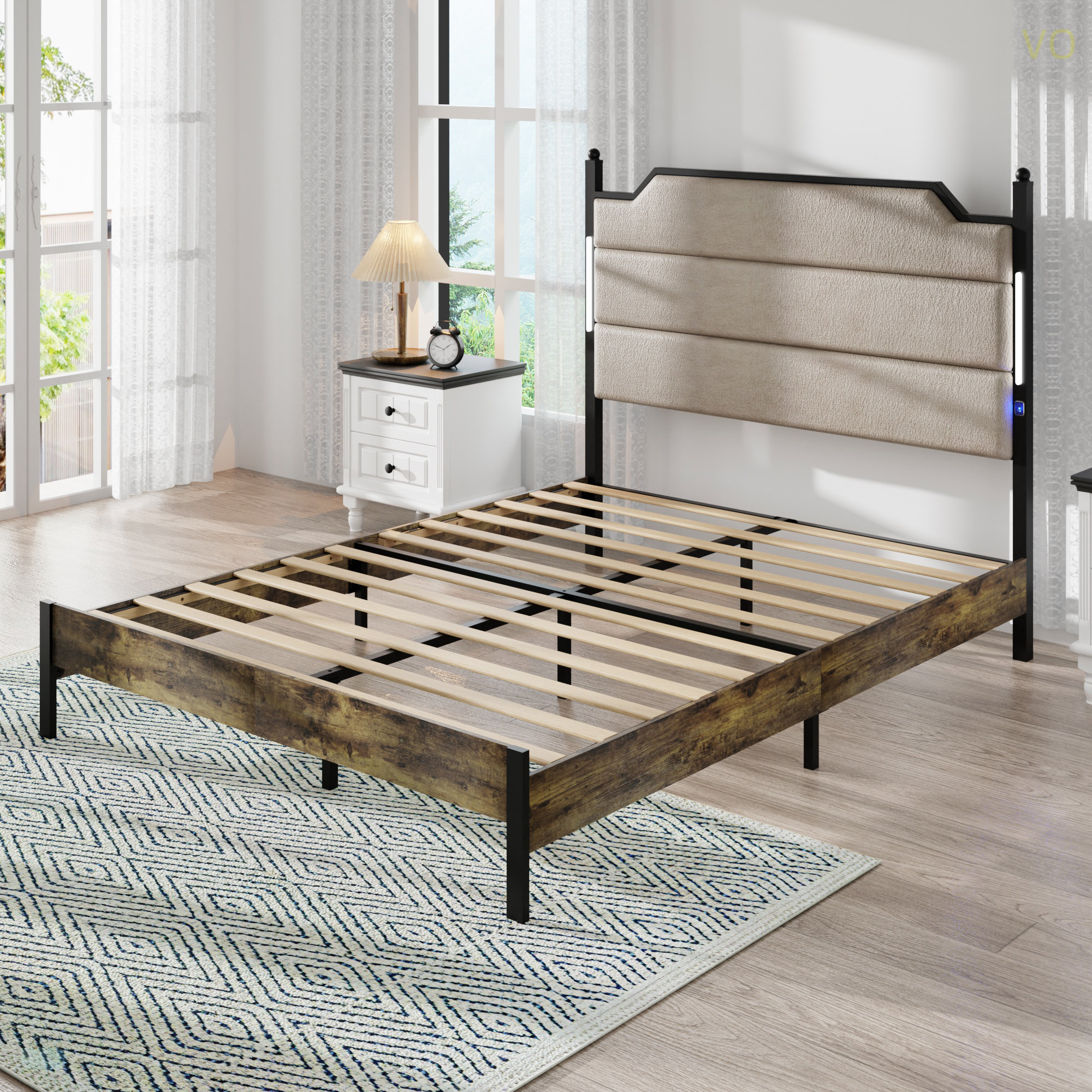 Trent Austin Design® Size Bed Frame With Upholstered Headboard ,Bed ...