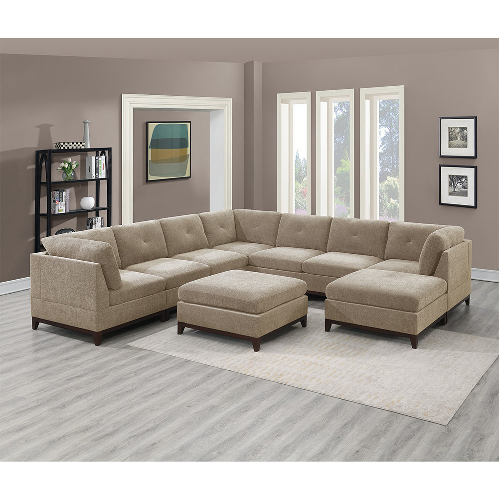 Hokku Designs Camel Chenille Fabric Modular Sectional 9Pc Set Living ...