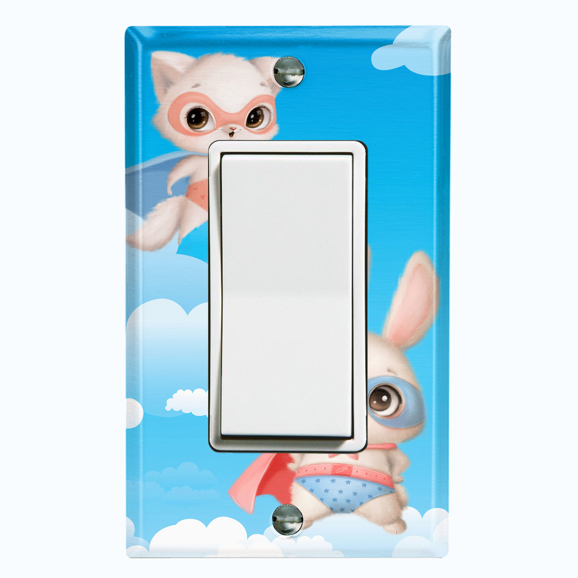 WorldAcc Cute Nursery Animal Super Hero Bunny 1-Gang Toggle Light ...
