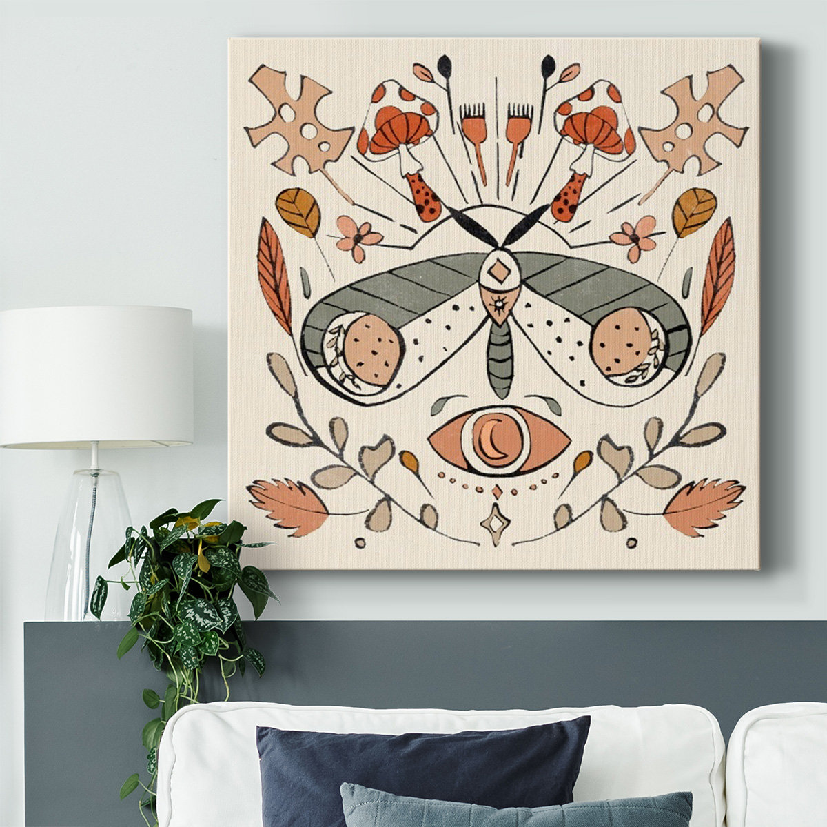 Trinx Luna Moths I On Canvas Print | Wayfair