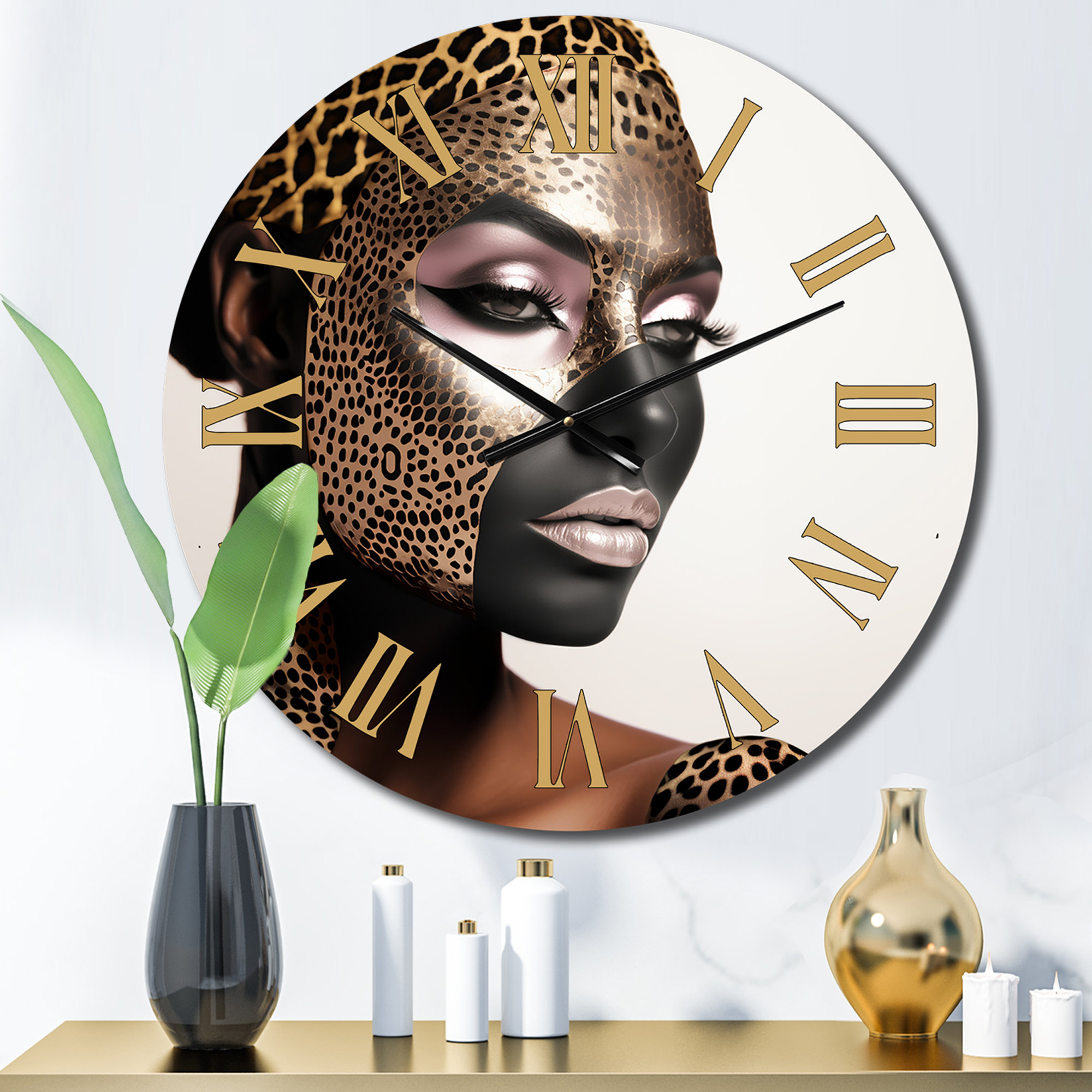 Design Art Bohemain Model with Leopard Pattern - Fashion Woman Wall ...