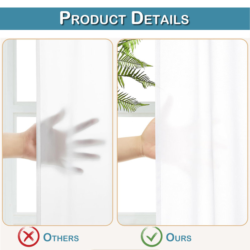 Ebern Designs Privacy Non-See-Through Door Sheer White French Door ...