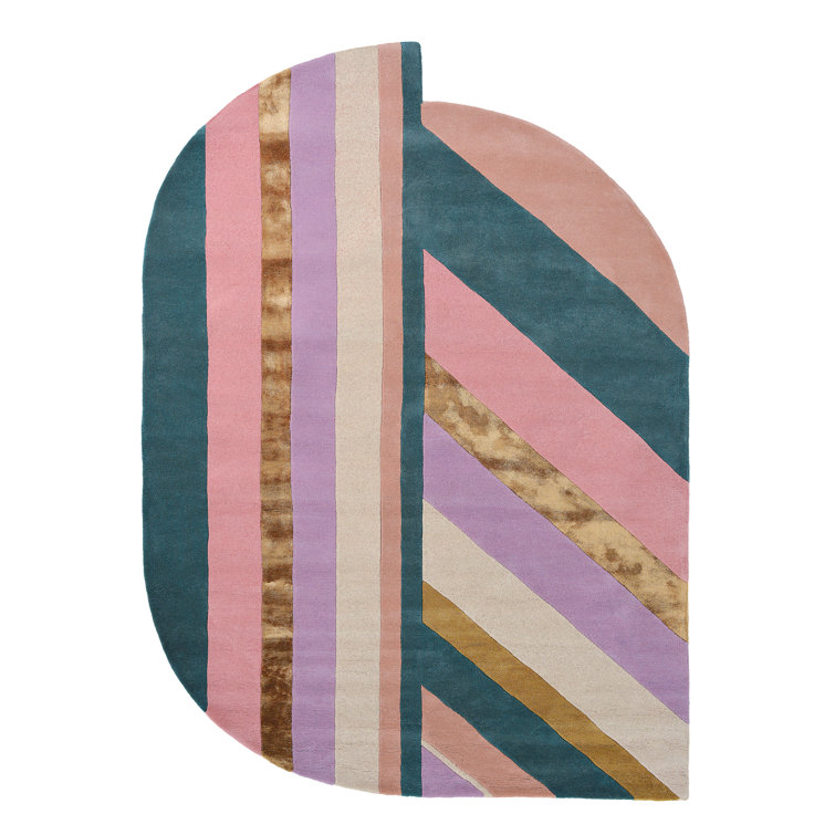 Ted Baker Geometric Handmade Tufted Wool Teal/Gold/Pink Area Rug | Wayfair