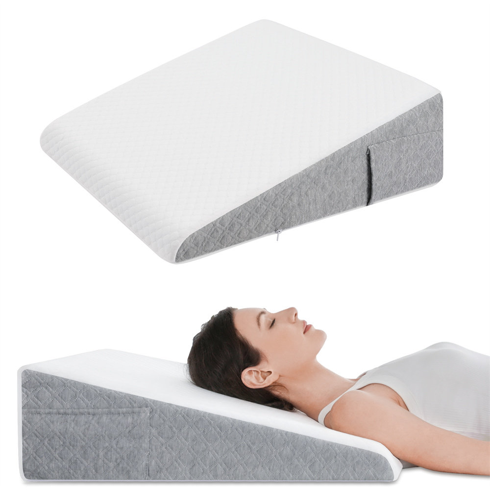 White Noise Bed Wedge Pillow For Sleeping, 8" 10" 12" Triangle Pillow ...