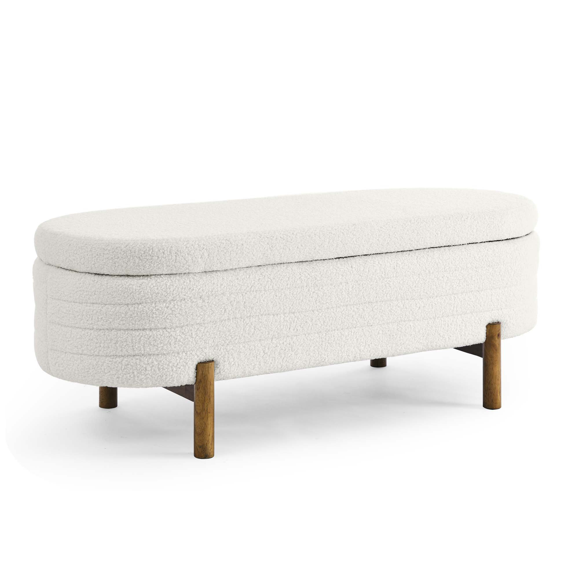 Ebern Designs Oval Storage Bench,Rubber Wood Leg | Wayfair