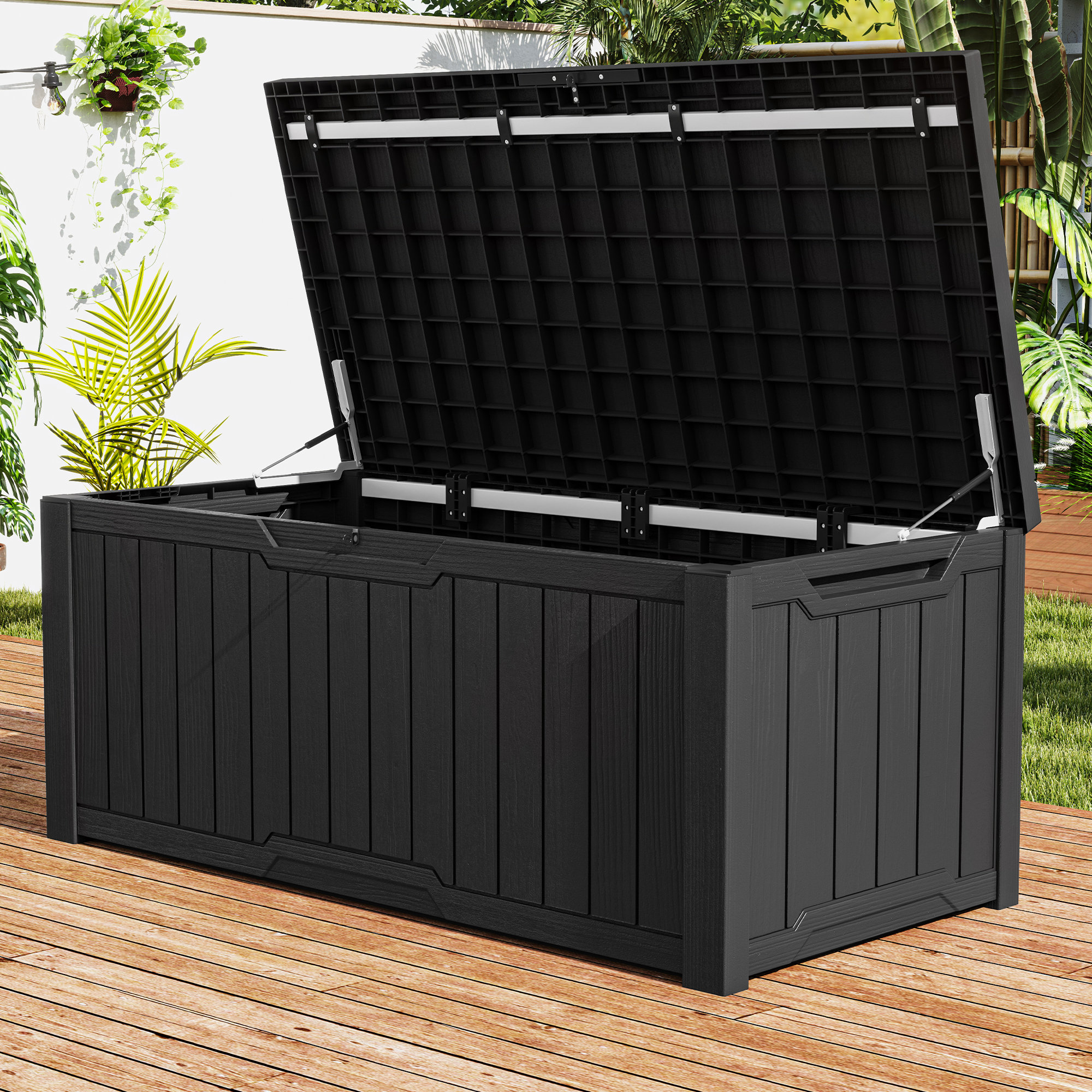 Balconera 56"W 120 Gallons Water Resistant Resin Lockable Deck Box ...
